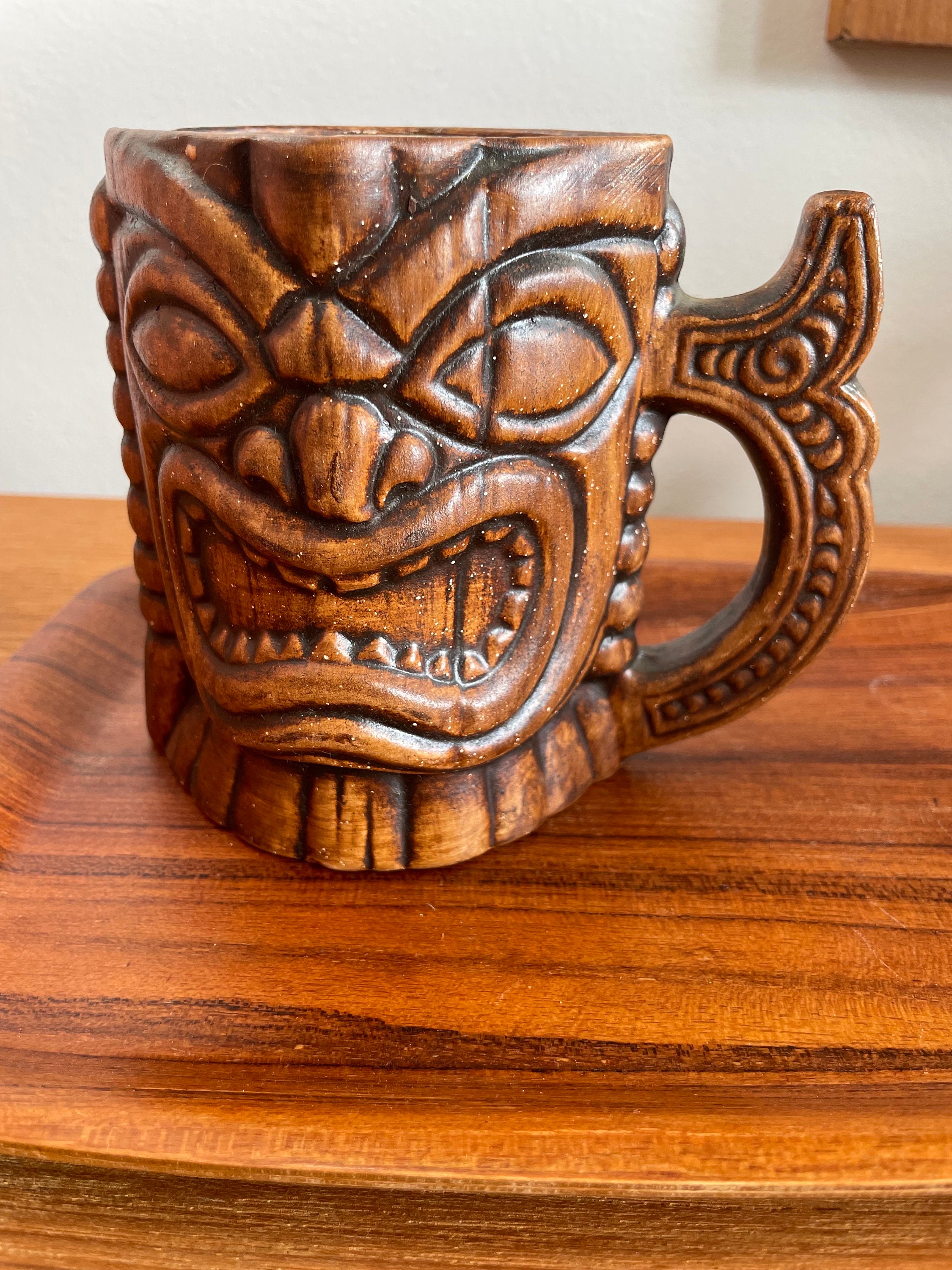 Vintage Treasure Craft Made in Hawaii Tiki Mug Original Brown - Etsy