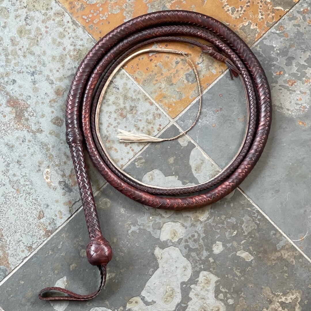 INDIANA JONES F&G CUSTOMS Cosplay Leather Bullwhip Weathered and ...