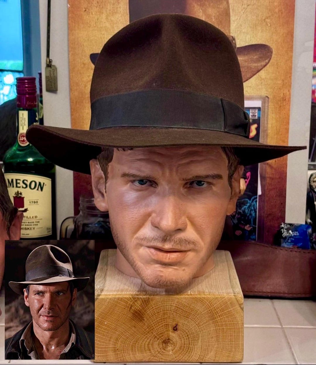 INDIANA JONES Fedora Wool Felt Hat by F&G CUSTOMS Weathered or Non ...