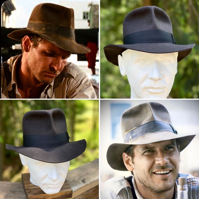 INDIANA JONES F&G CUSTOMS Fedora Bespoke Fur Felt Hat Weathered ...