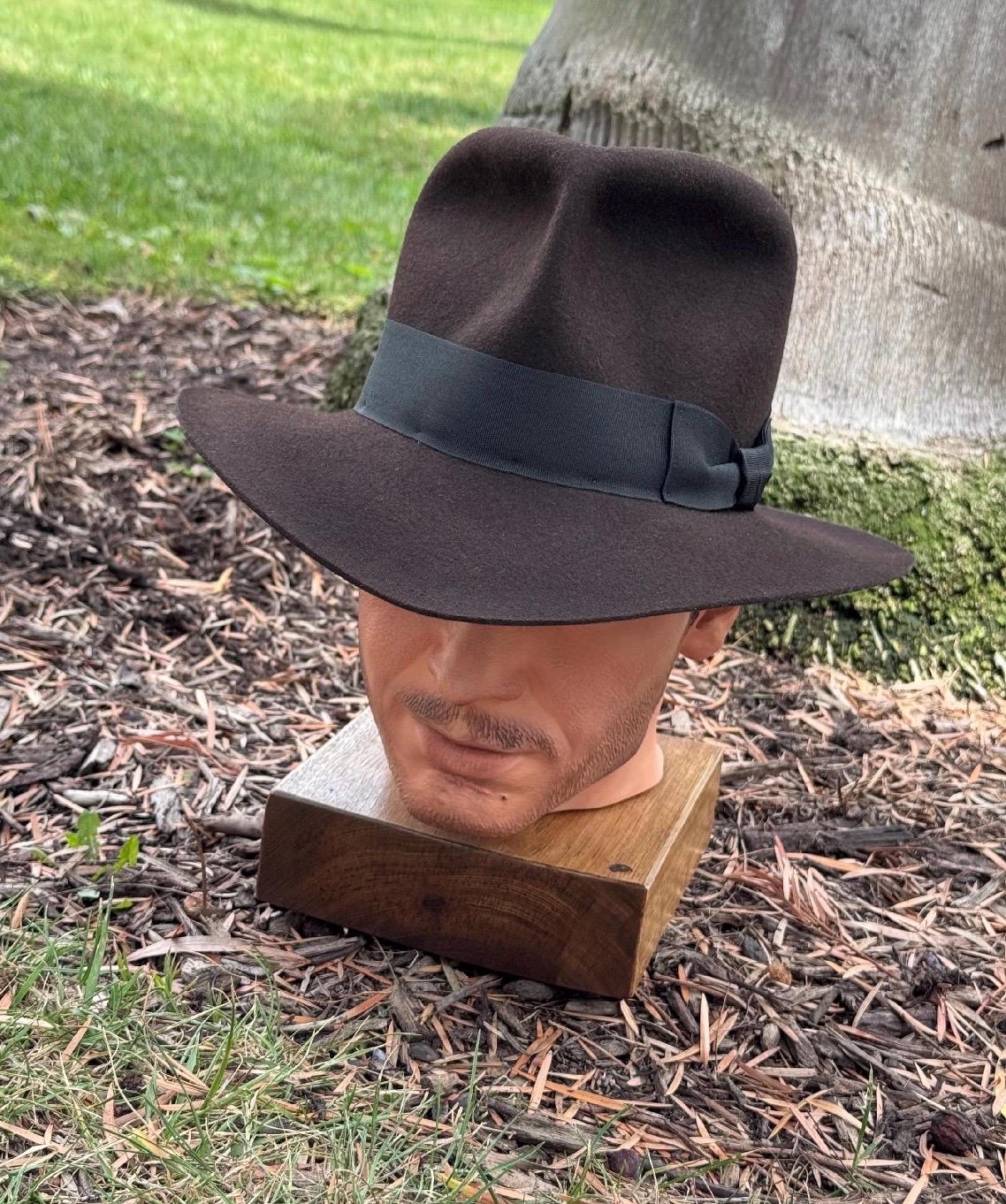 INDIANA JONES Fedora Wool Felt Hat by F&G CUSTOMS Weathered or Non ...