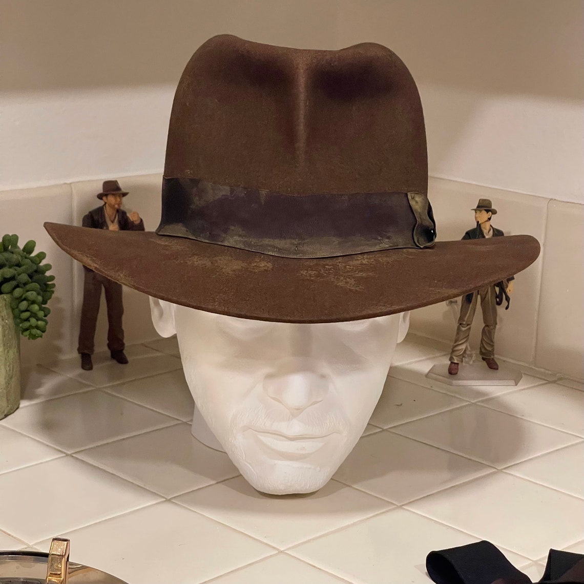 INDIANA JONES F&G CUSTOMS Fedora Bespoke Wool Fur Felt Hat Weathered ...