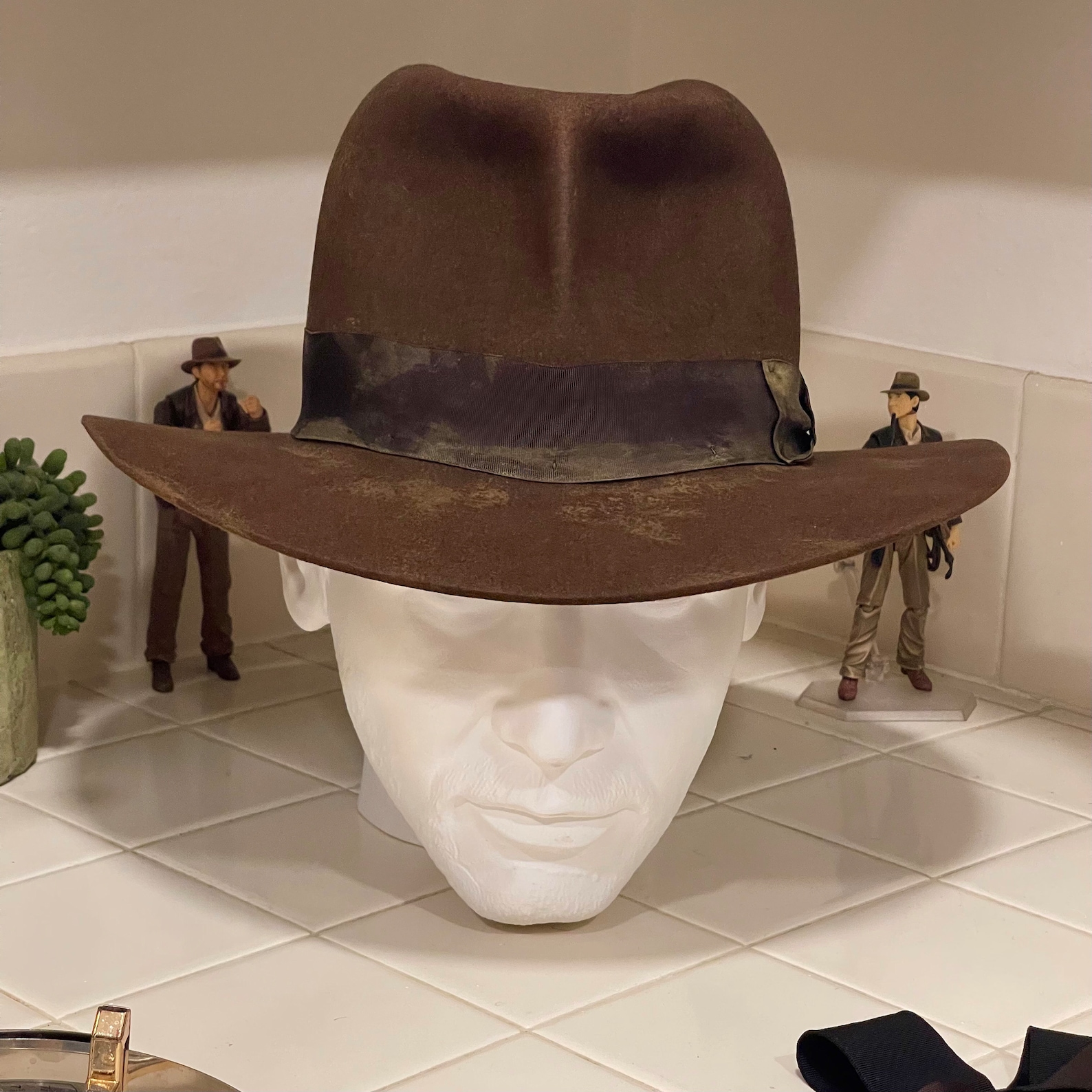 INDIANA JONES F&G CUSTOMS Fedora Bespoke Wool Fur Felt Hat Weathered ...