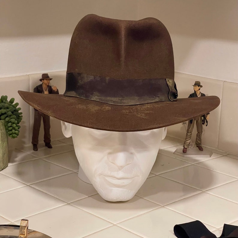 INDIANA JONES F&G CUSTOMS Fedora Bespoke Wool Fur Felt Hat Weathered ...
