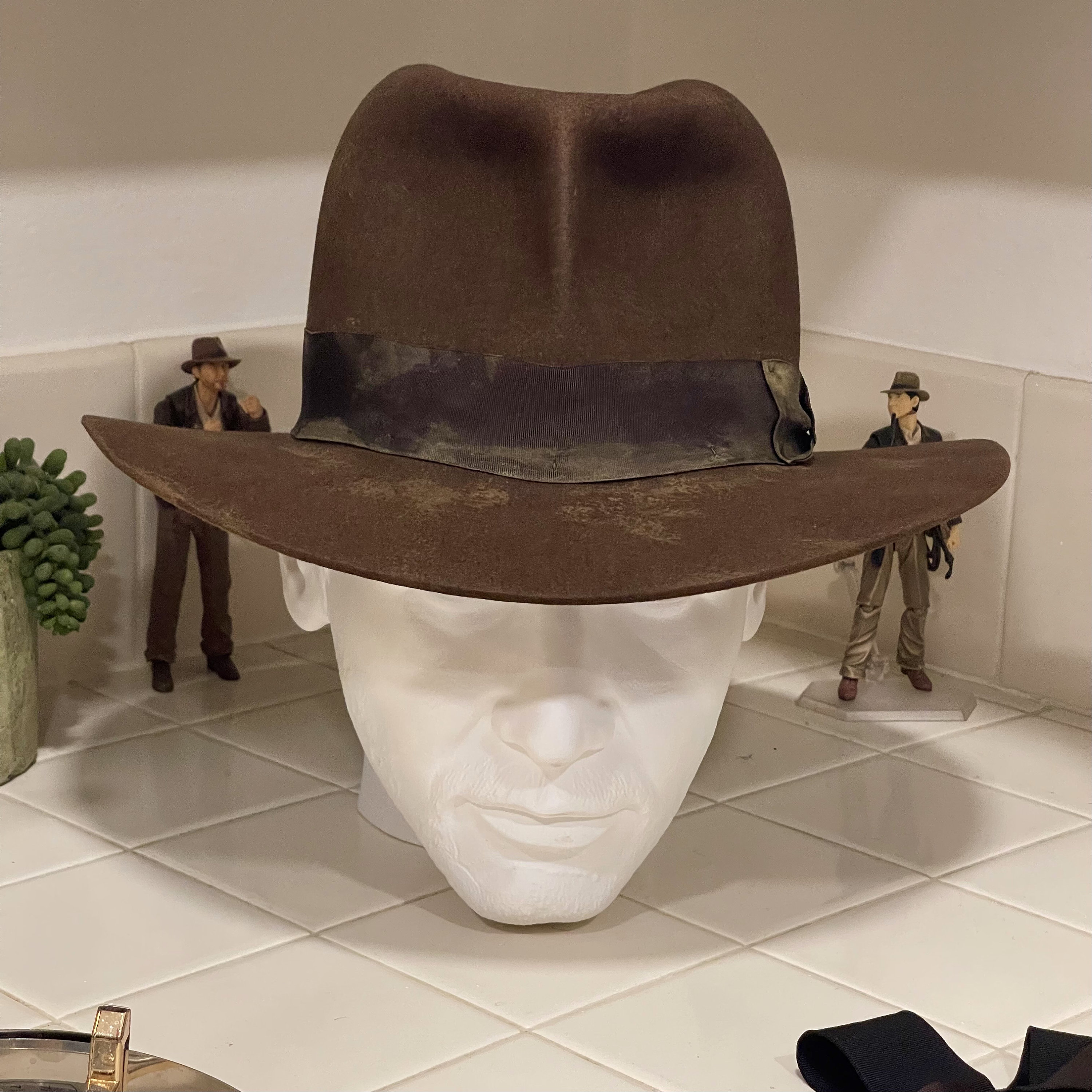 INDIANA JONES F&G CUSTOMS Fedora Bespoke Wool Fur Felt Hat Weathered ...