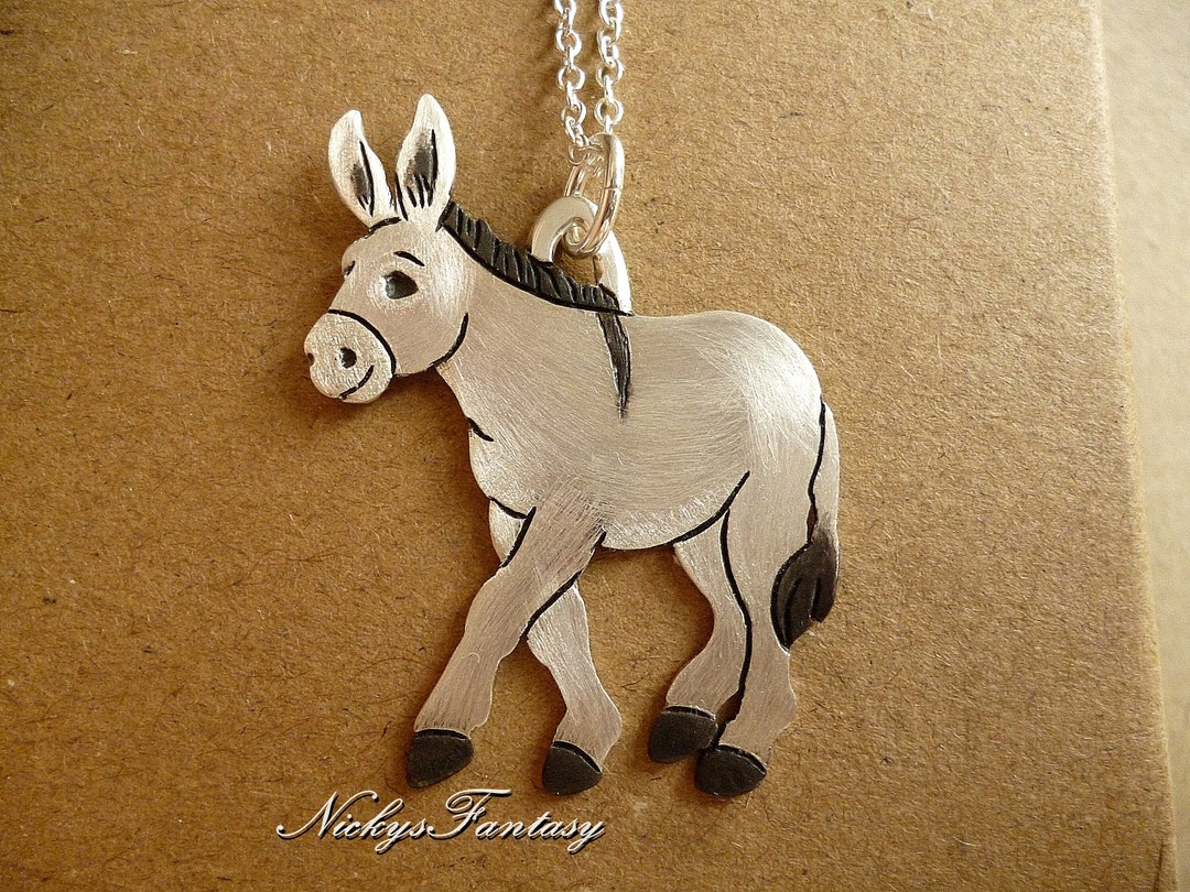 Donkey, Pendant Made of 925 Sterling Silver, GENUINE Handcraft, With ...