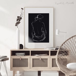 Women Back Portrait, Sketch Art, Two Variants, Large Wall Art - Etsy