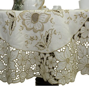 Madeira Embroidered Round Tablecloth With Napkins, Linen - Etsy