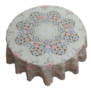 Madeira Embroidered Round Tablecloth With Napkins, Linen - Etsy