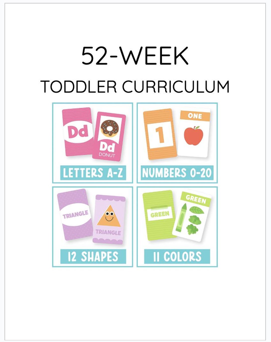 52-week Toddler Learning Curriculum | Letters, Numbers, Nouns & Shapes ...