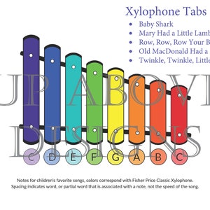 Xylophone Sheet Music - 5 Kids Songs - Etsy