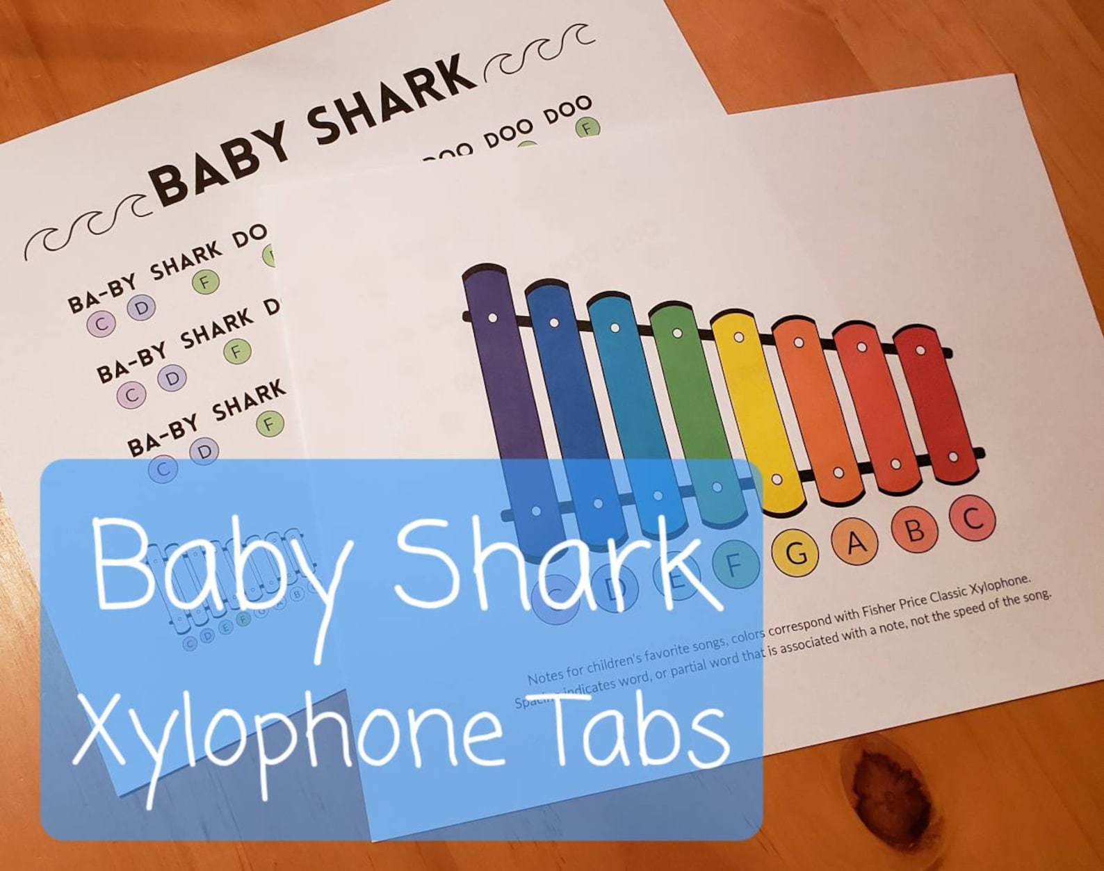Baby Shark Sheet Music - Xylophone - Etsy
