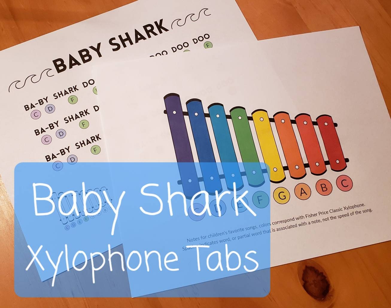 Baby Shark Sheet Music - Xylophone - Etsy