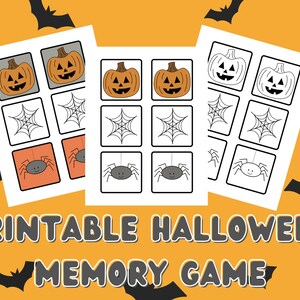 Printable Halloween Memory Game for Kids and Toddlers - Etsy