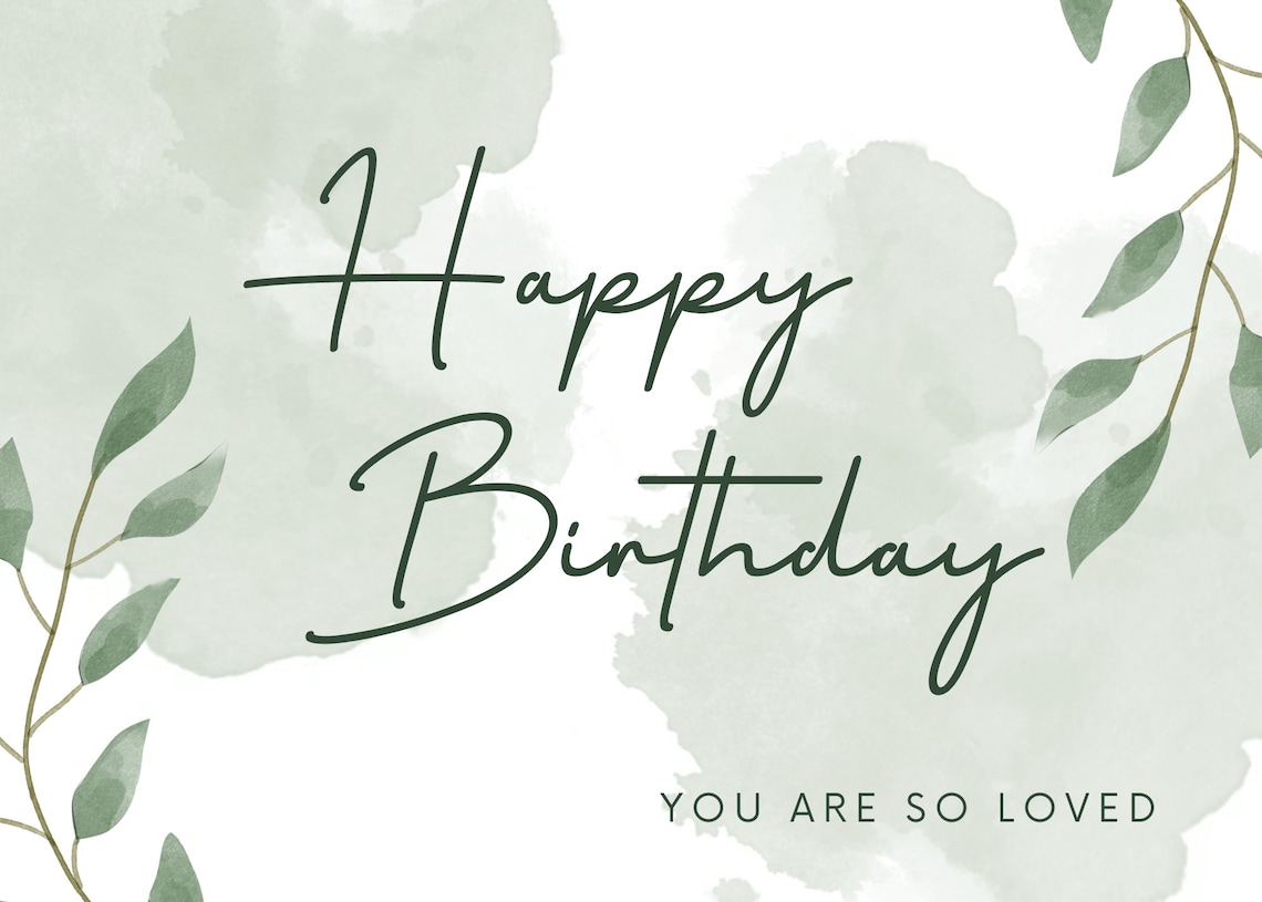 Happy Birthday Digital Print Green Aesthetic - Etsy