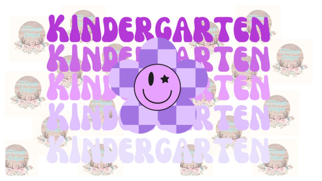 Purple Kindergarten Groovy Retro Flower Smiley Face Digital - Etsy