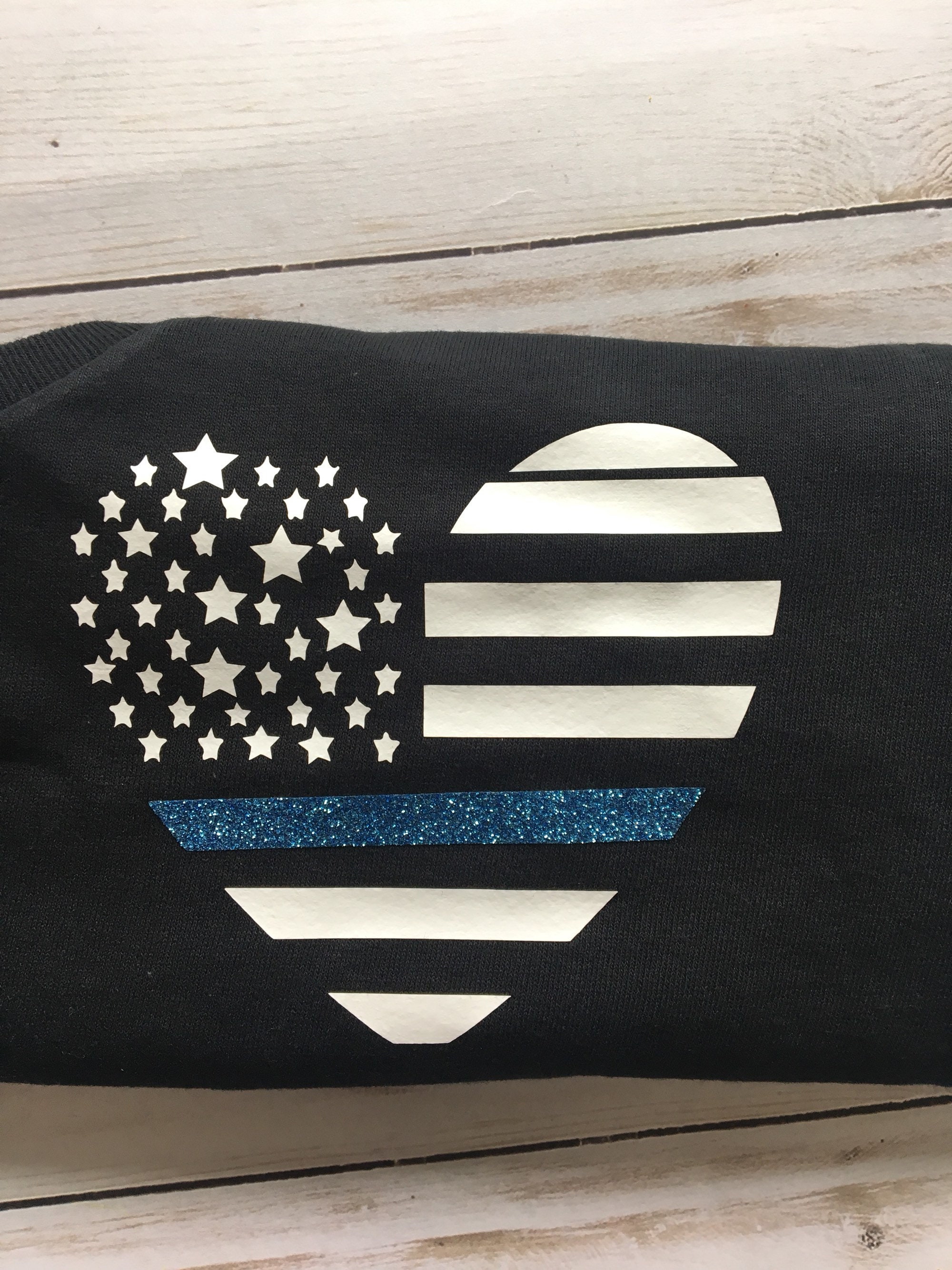 Thin blue line heart thin blue line v neck shirt thin blue | Etsy