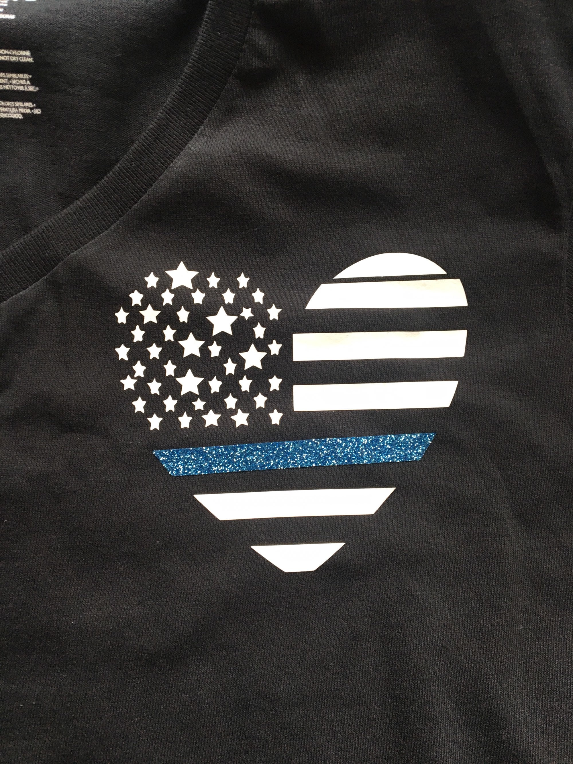 Thin blue line heart thin blue line v neck shirt thin blue | Etsy