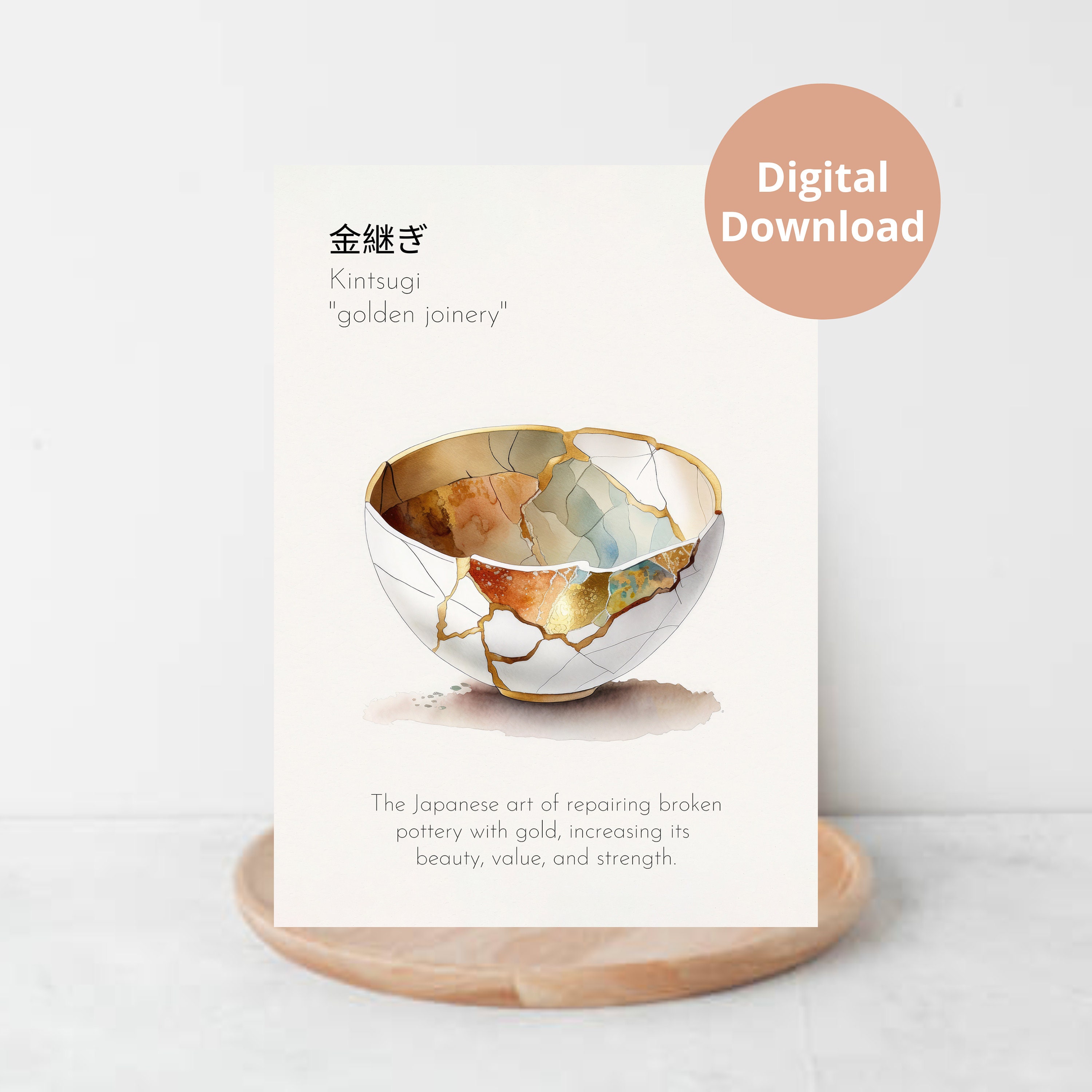 5"x7" Kintsugi Wall Art / Kintsugi Painting / Kintsugi Bowl With ...