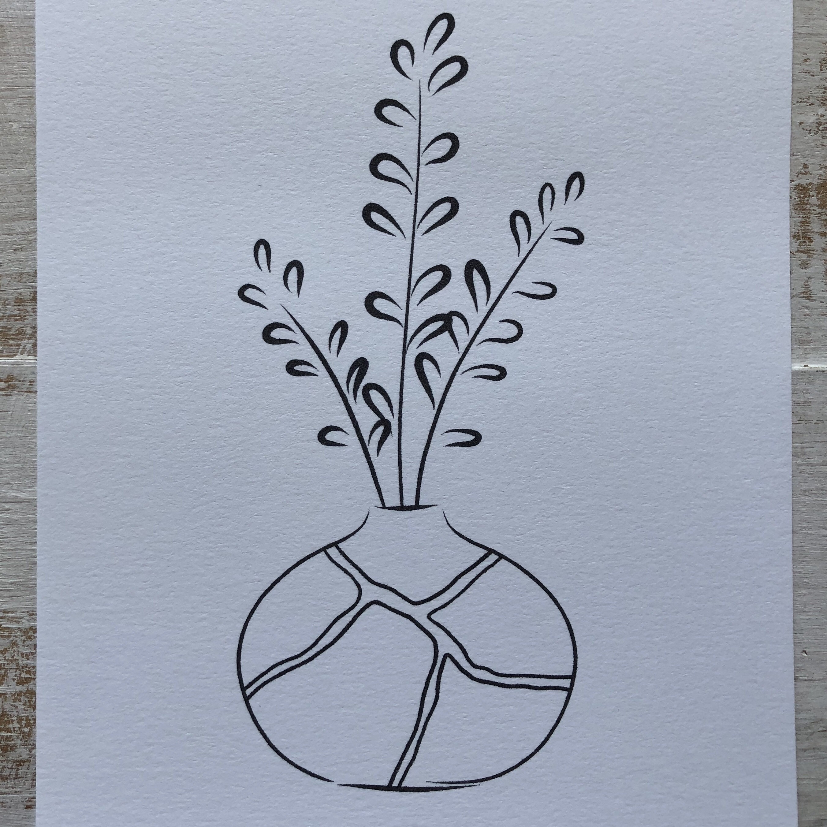 DIY Kintsugi Wall Art / 5"x7" / Just Add Gold / Digital Download / Hand ...