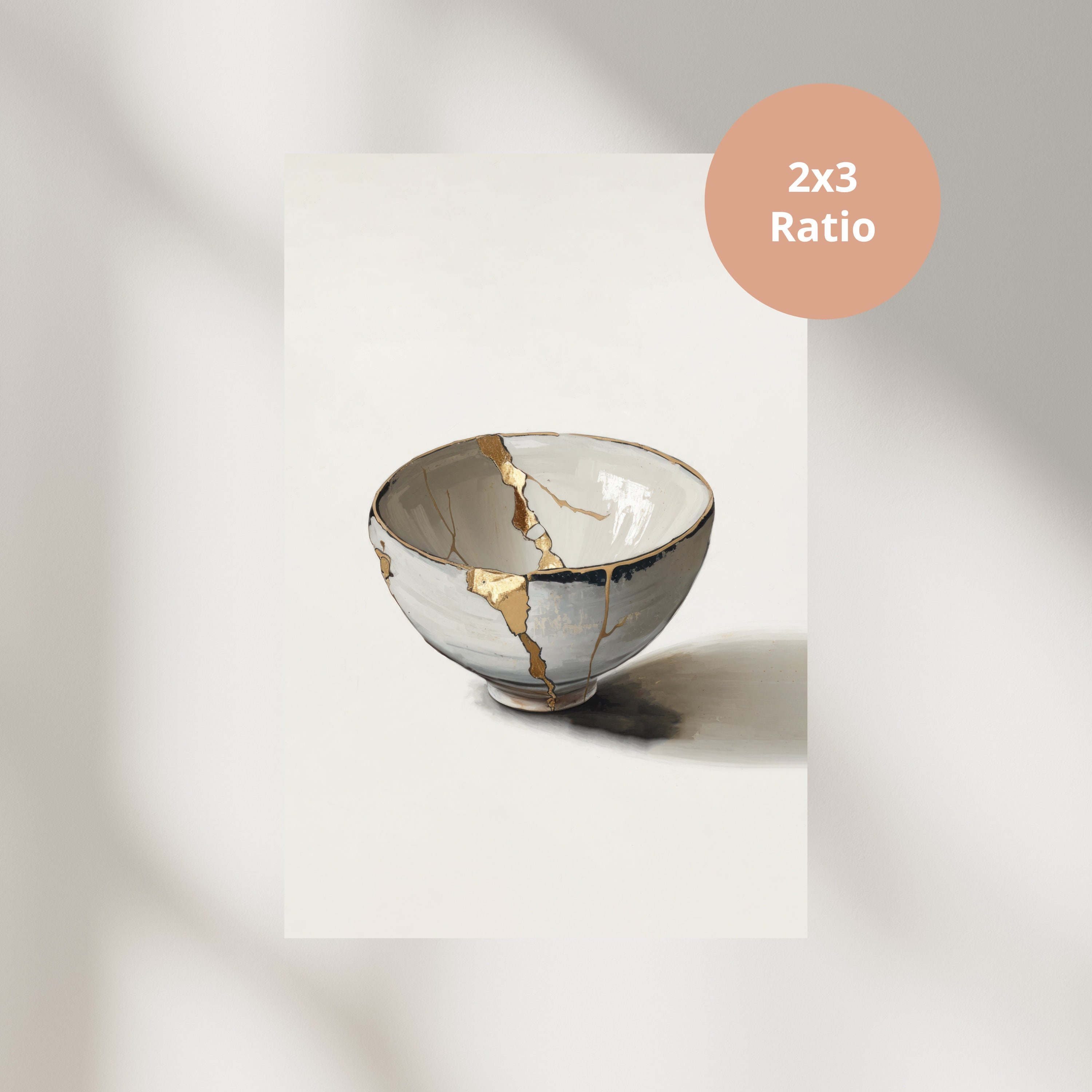 Kintsugi Wall Art / Kintsugi Painting / Kintsugi Bowl / Neutral Tones ...