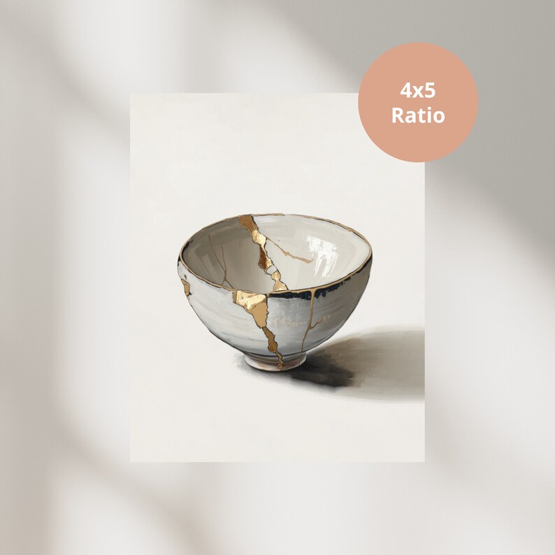 Kintsugi Wall Art / Kintsugi Painting / Kintsugi Bowl / Neutral Tones ...