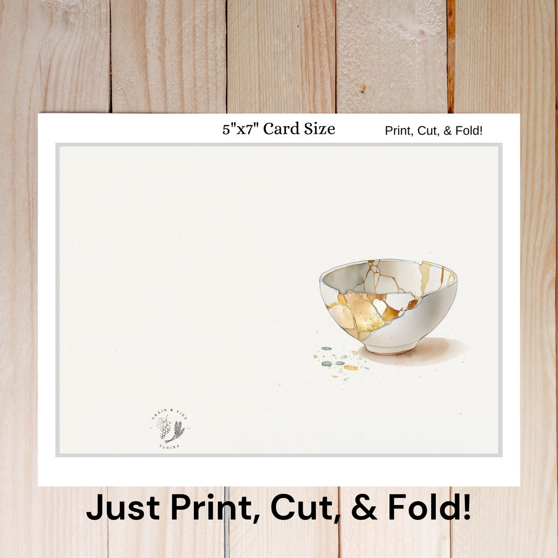 Kintsugi Bowl Cards / DIY Printable Cards / 2 Sizes / 4.25"x5.5" / 5"x7 ...