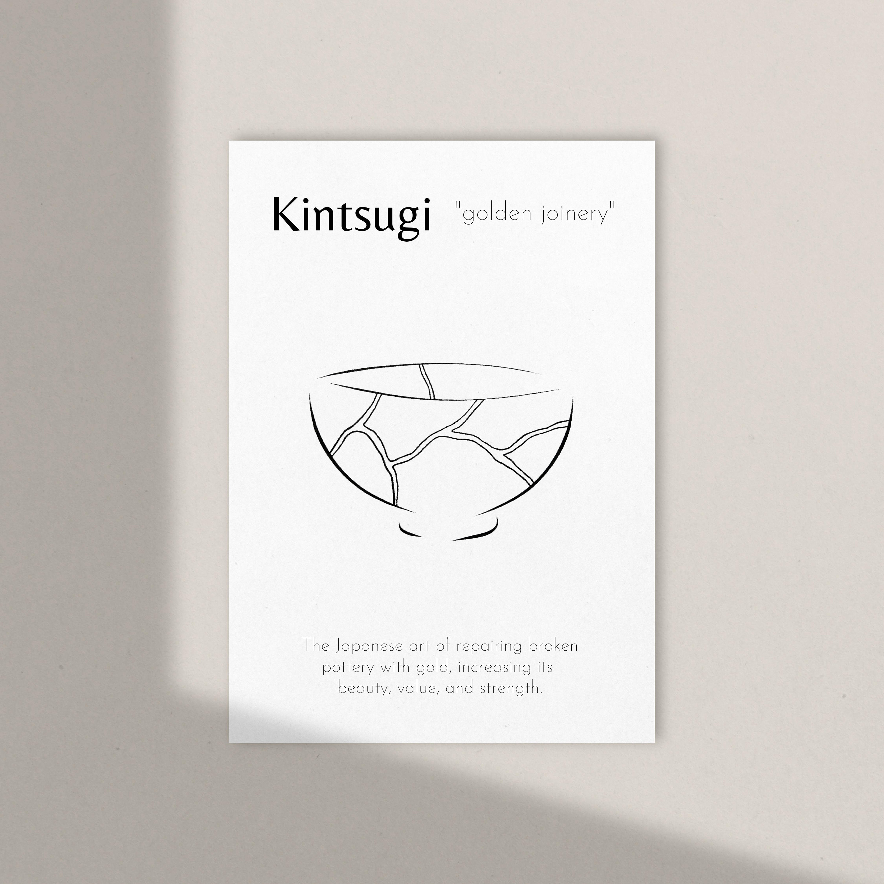 Kintsugi Wall Art / 5x7 / Just Add Gold / Digital Download / Hand-drawn / Create Your Own ...