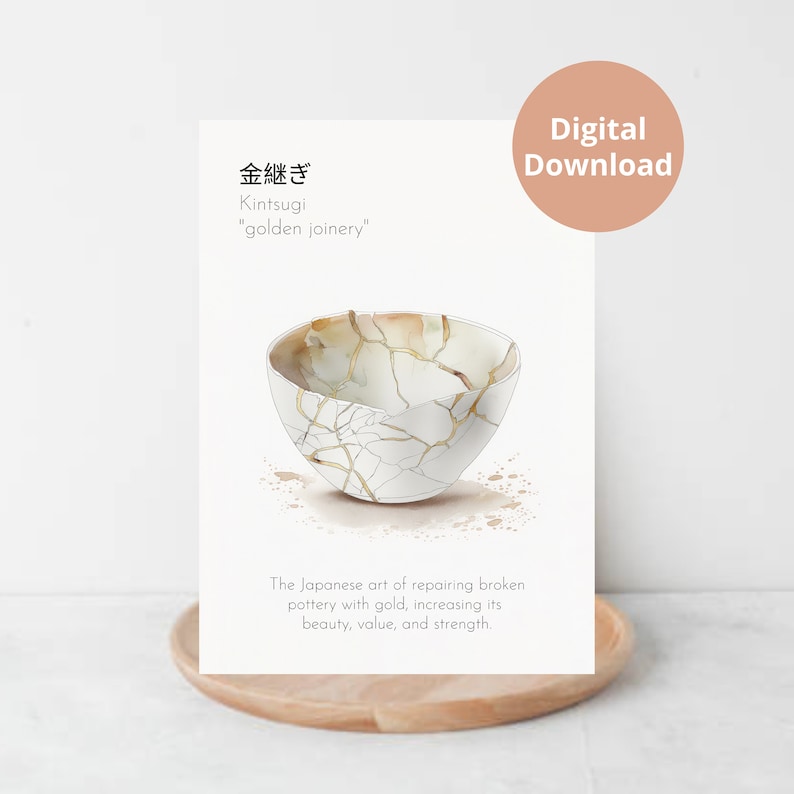 5"x7" Kintsugi Wall Art / Kintsugi Painting / Kintsugi Bowl With ...