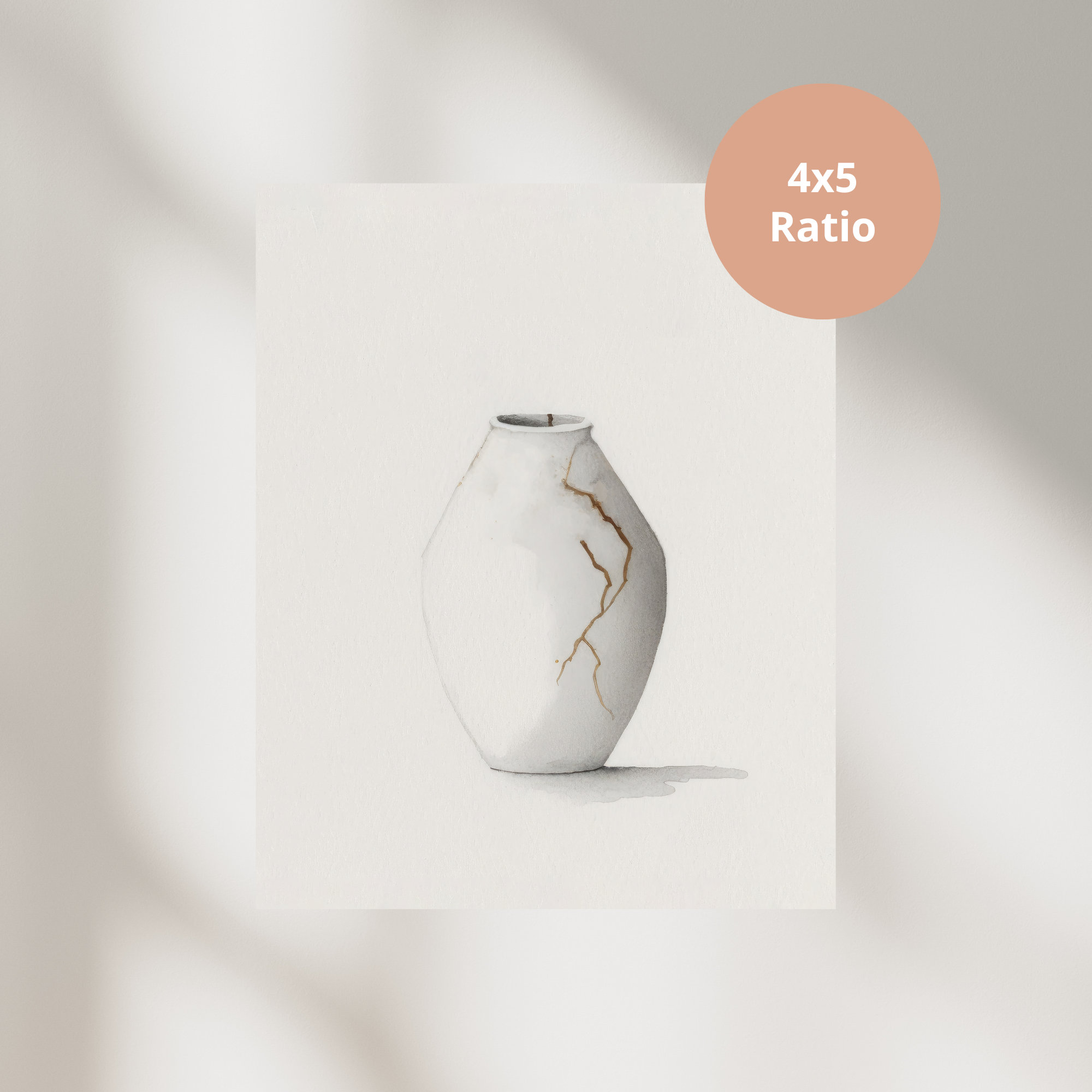 Watercolor Kintsugi Wall Art / Kintsugi Vase / Neutral Tones ...