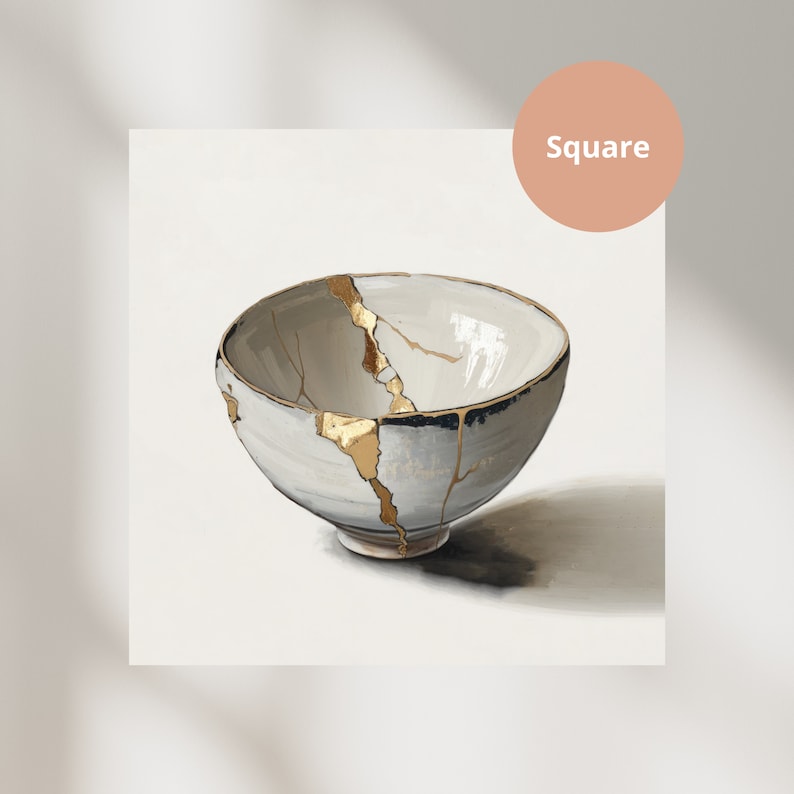 Kintsugi Wall Art / Kintsugi Painting / Kintsugi Bowl / Neutral Tones ...
