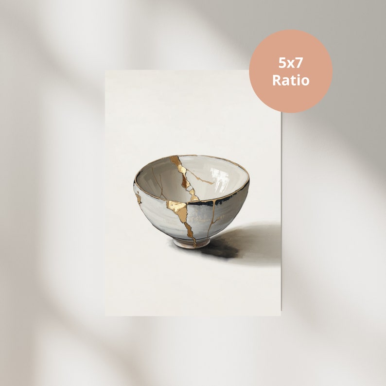 Kintsugi Wall Art / Kintsugi Painting / Kintsugi Bowl / Neutral Tones ...