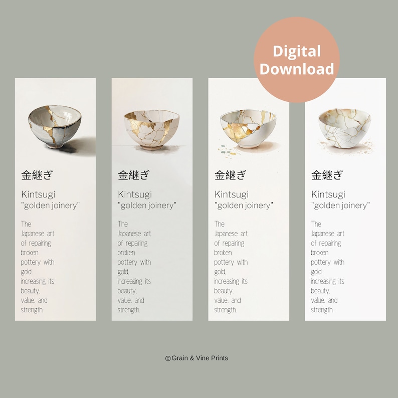 Kintsugi Bowl Bookmarks Meaningful Gift DIY Kintsugi Gift Bowl Kintsugi ...