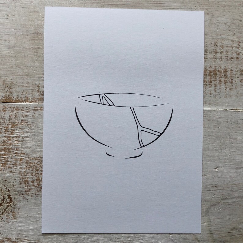 Arte de pared Kintsugi / 5x7 / Simplemente agregue oro / Descarga digital / Dibujado a mano ...