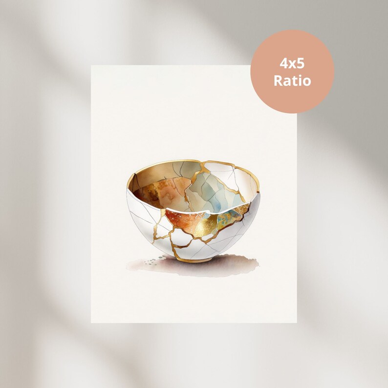 Watercolor Kintsugi Wall Art / Kintsugi Bowl / Neutral Tones ...