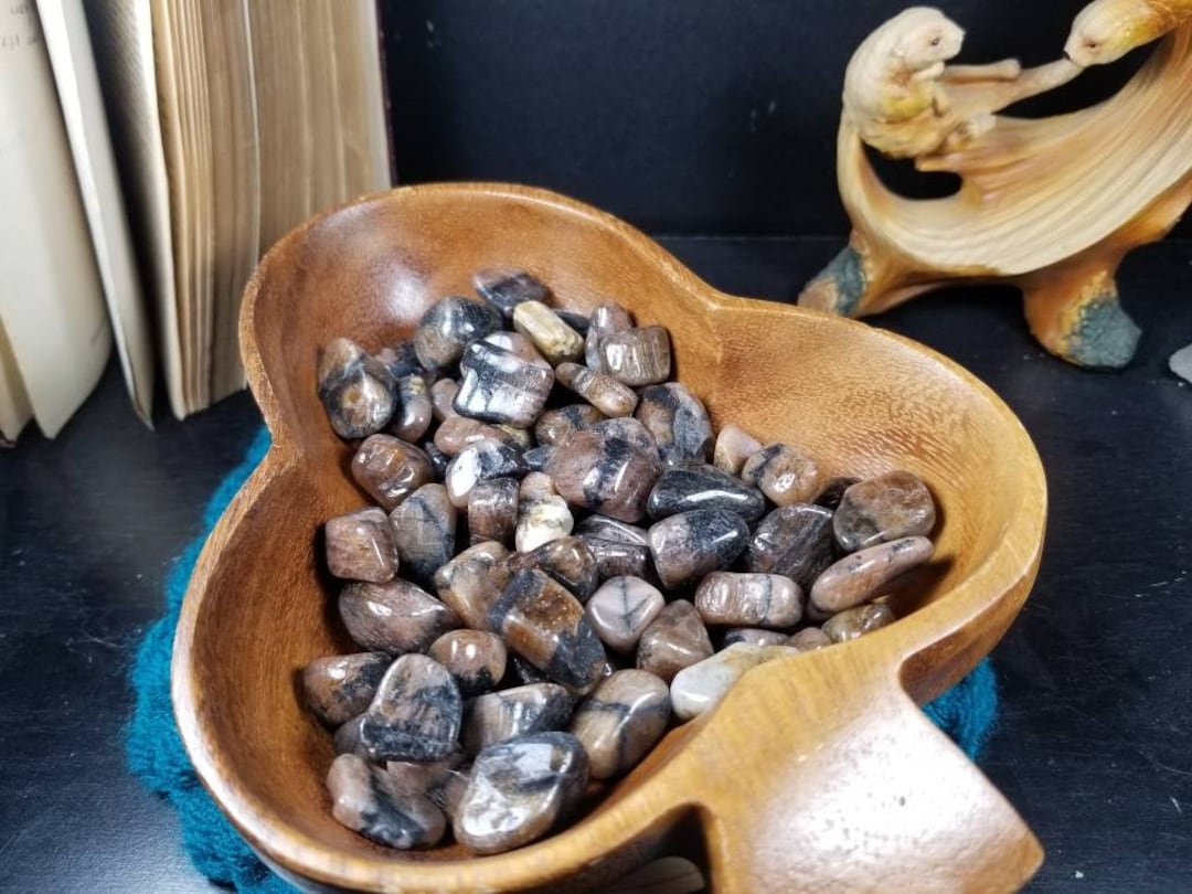 3pc Chiastolite Tumbled Stones Andalusite Cross Stone Polished Pebble ...