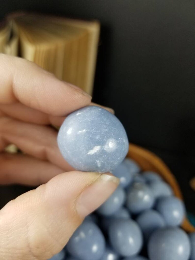 Angelite Tumble Stones Crystal Marble Natural Baby Blue Anhydrite ...