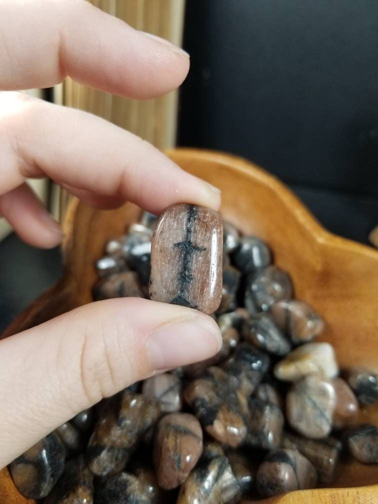 3pc Chiastolite Tumbled Stones Andalusite Cross Stone Polished | Etsy