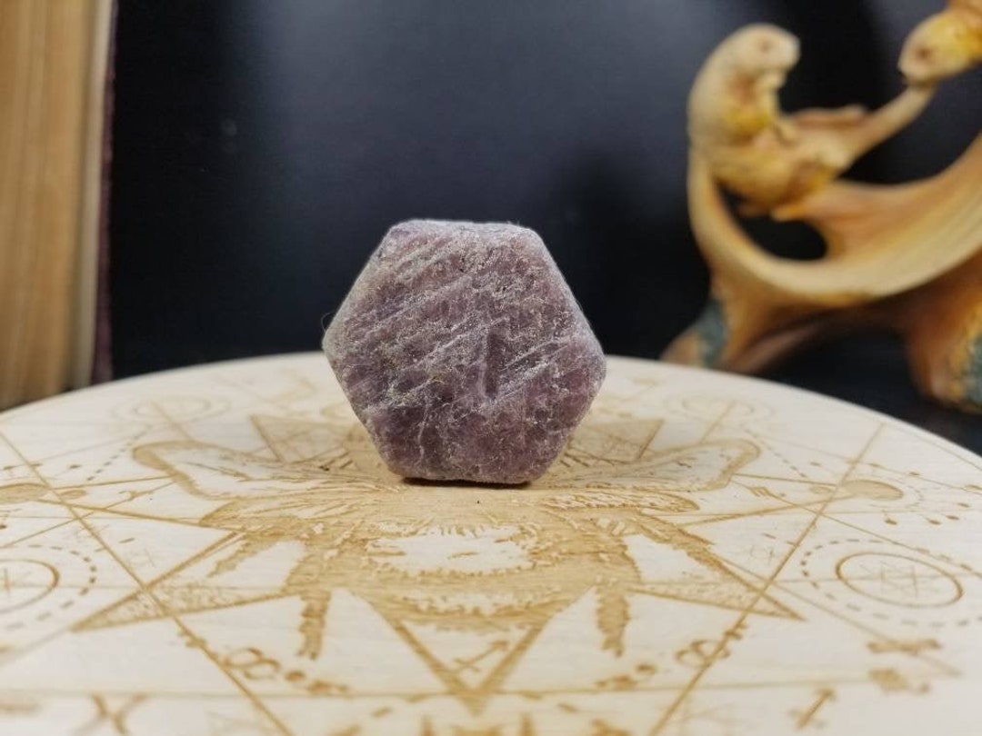 Record Keeper Ruby Corundum Hexagonal Etched Triangles Crystal Raw Crystal Stone of Abundance ...