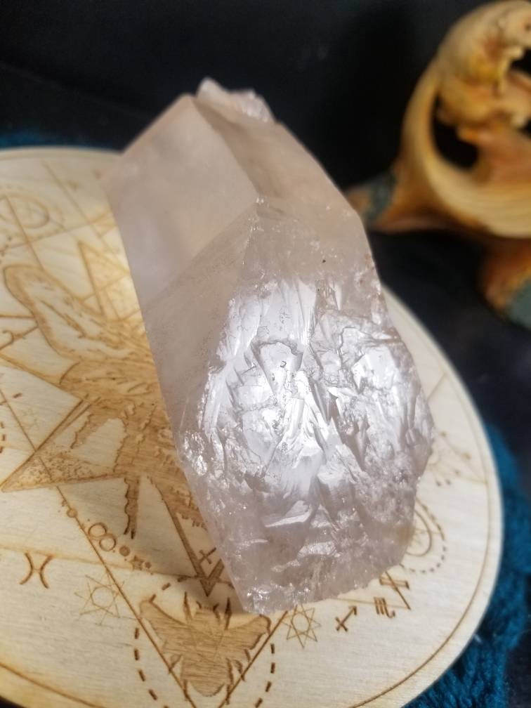 Large Clear Quartz Point Self Healed Clear Quartz Wand Etched Self ...
