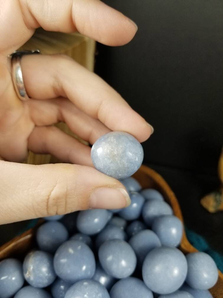 Angelite Tumble Stones Crystal Marble Natural Baby Blue | Etsy