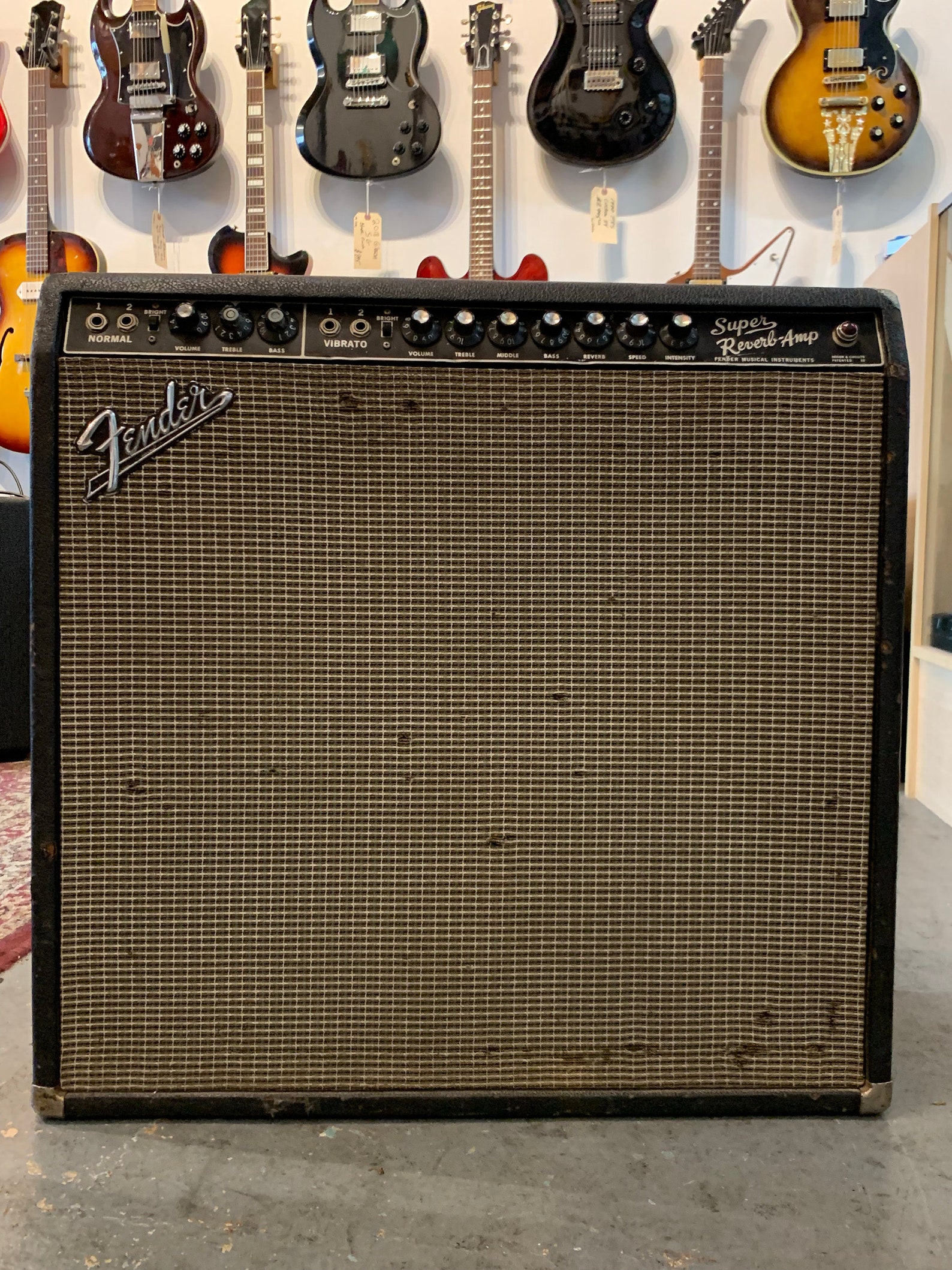 1967 Fender Super Reverb Blackface 4x10 Electric Guitar Vintage Tube ...