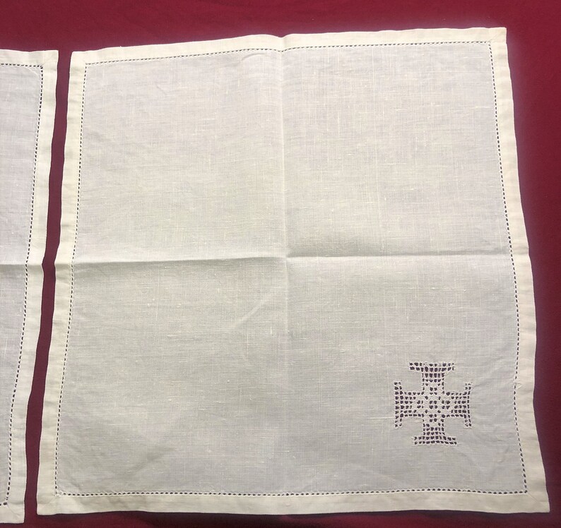 Vintage Linen Embroidered Cutwork Cross Napkins Set of 6 - Etsy