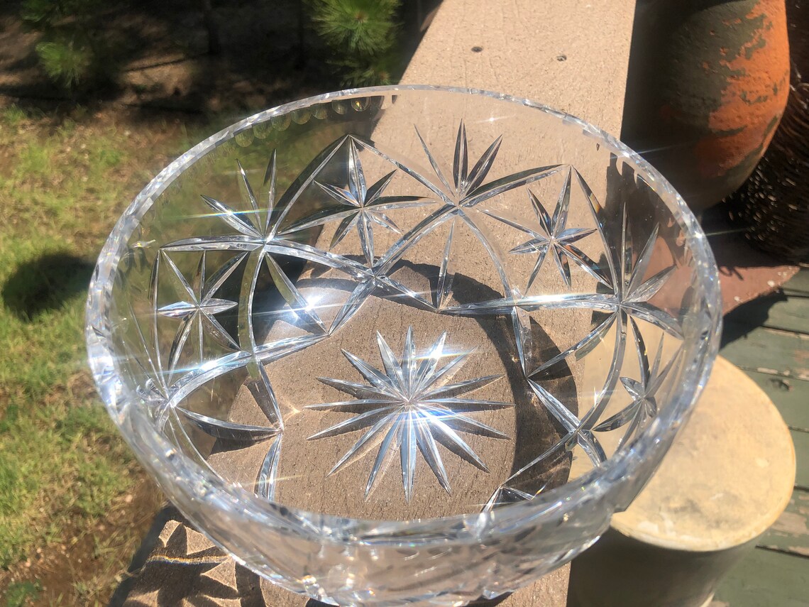 Antique Cut Crystal Glass Bowl Star Patterns - Etsy