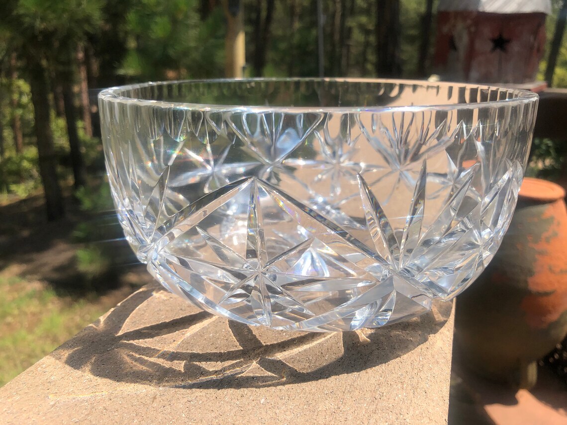 Antique Cut Crystal Glass Bowl Star Patterns - Etsy