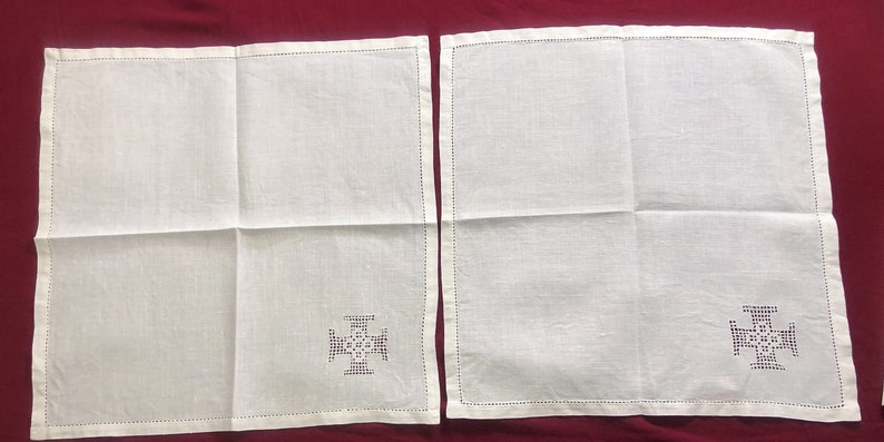 Vintage Linen Embroidered Cutwork Cross Napkins Set of 6 - Etsy