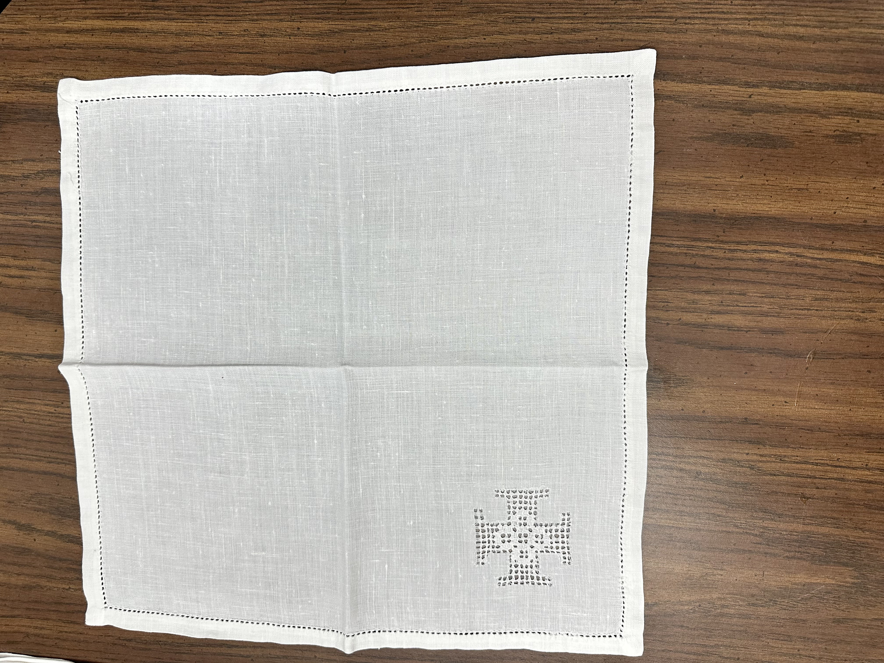 Vintage Linen Embroidered Cutwork Cross Napkins Set of 6, Luncheon ...