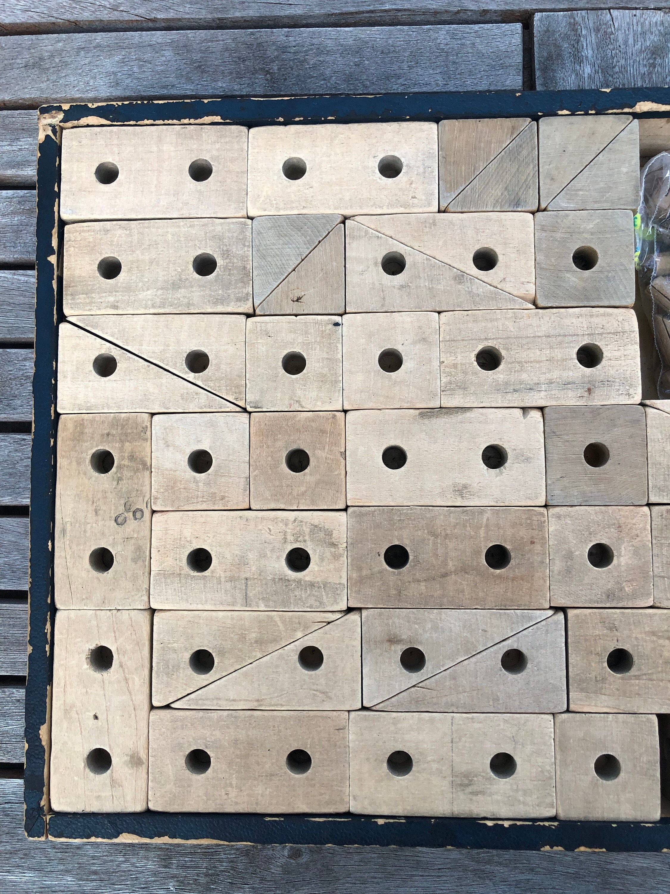 Antique Wood Peg Lock Blocks Set Antique Building Block Set | Etsy