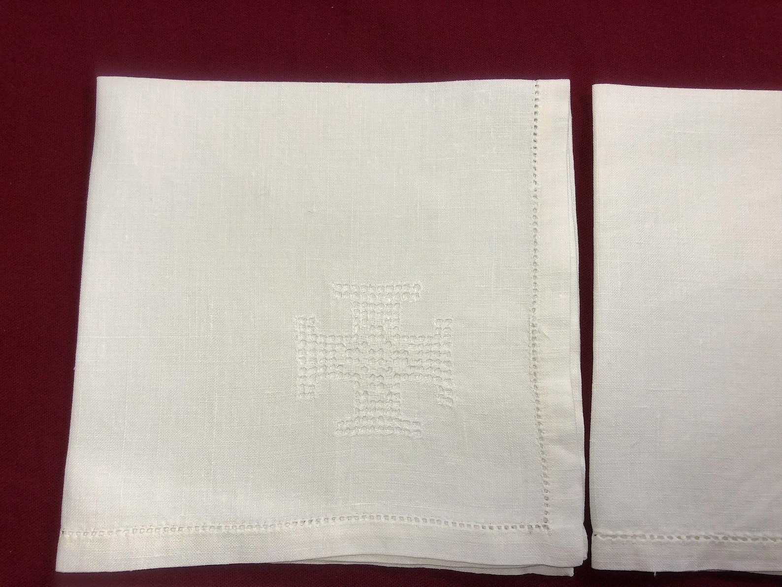 Vintage Linen Embroidered Cutwork Cross Napkins Set of 6 - Etsy