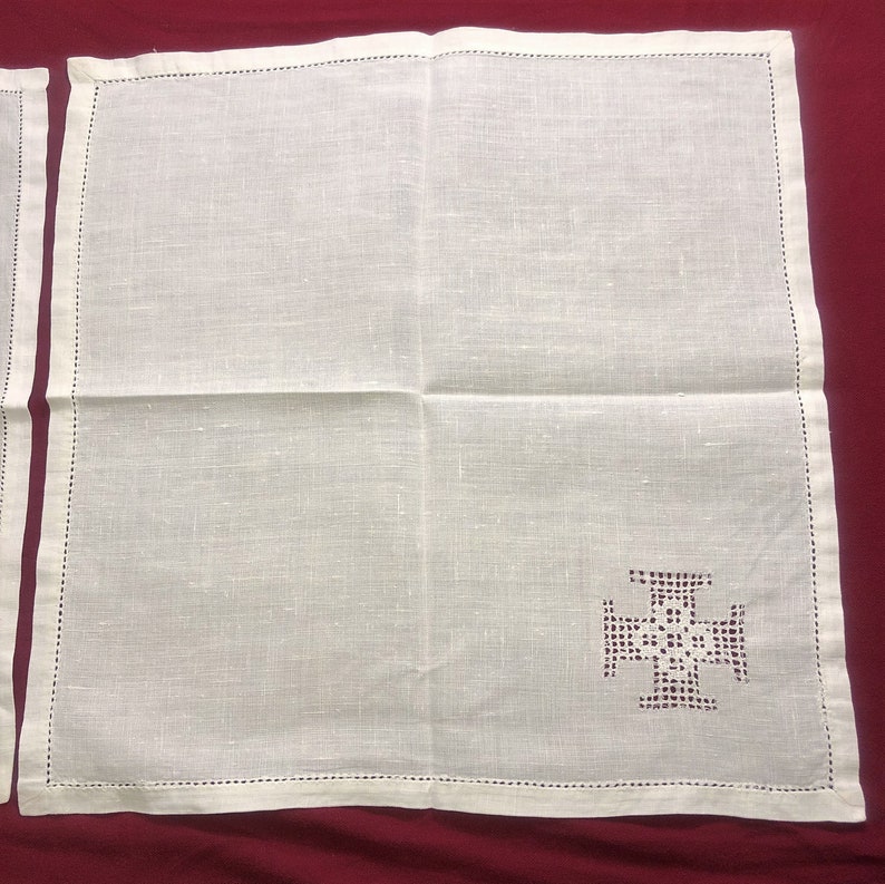 Vintage Linen Embroidered Cutwork Cross Napkins Set of 6 - Etsy